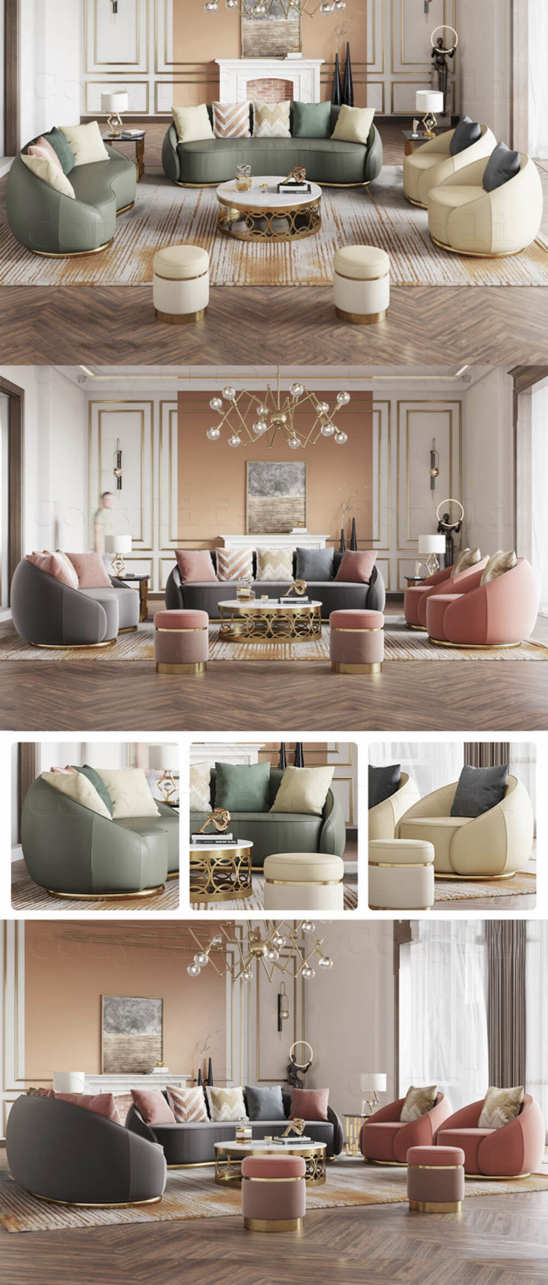 High End Curved Sofa Set | Modern Curved Couch Set